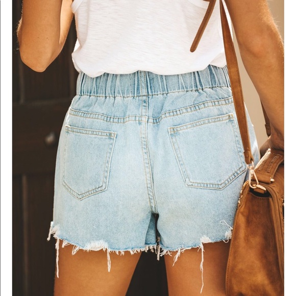 POL | Shorts | Nwt Distressed Drawstring Jean Cutoff Denim Short | Poshmark